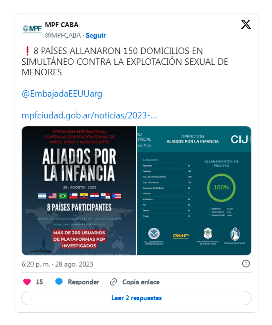 Argentina coordina con otros 7 países un operativo que hace caer una red de abuso sexual ...